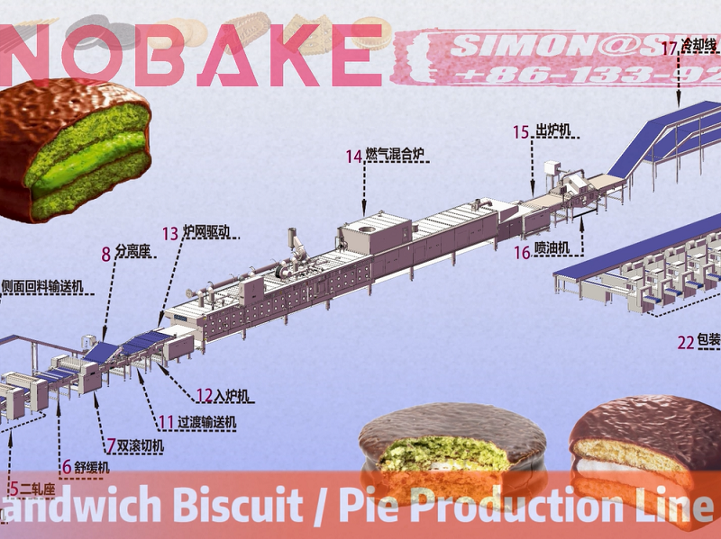 Sandwich Biscuit / Oreo Cookie / Coconut and Matcha Pie Machine Line ...